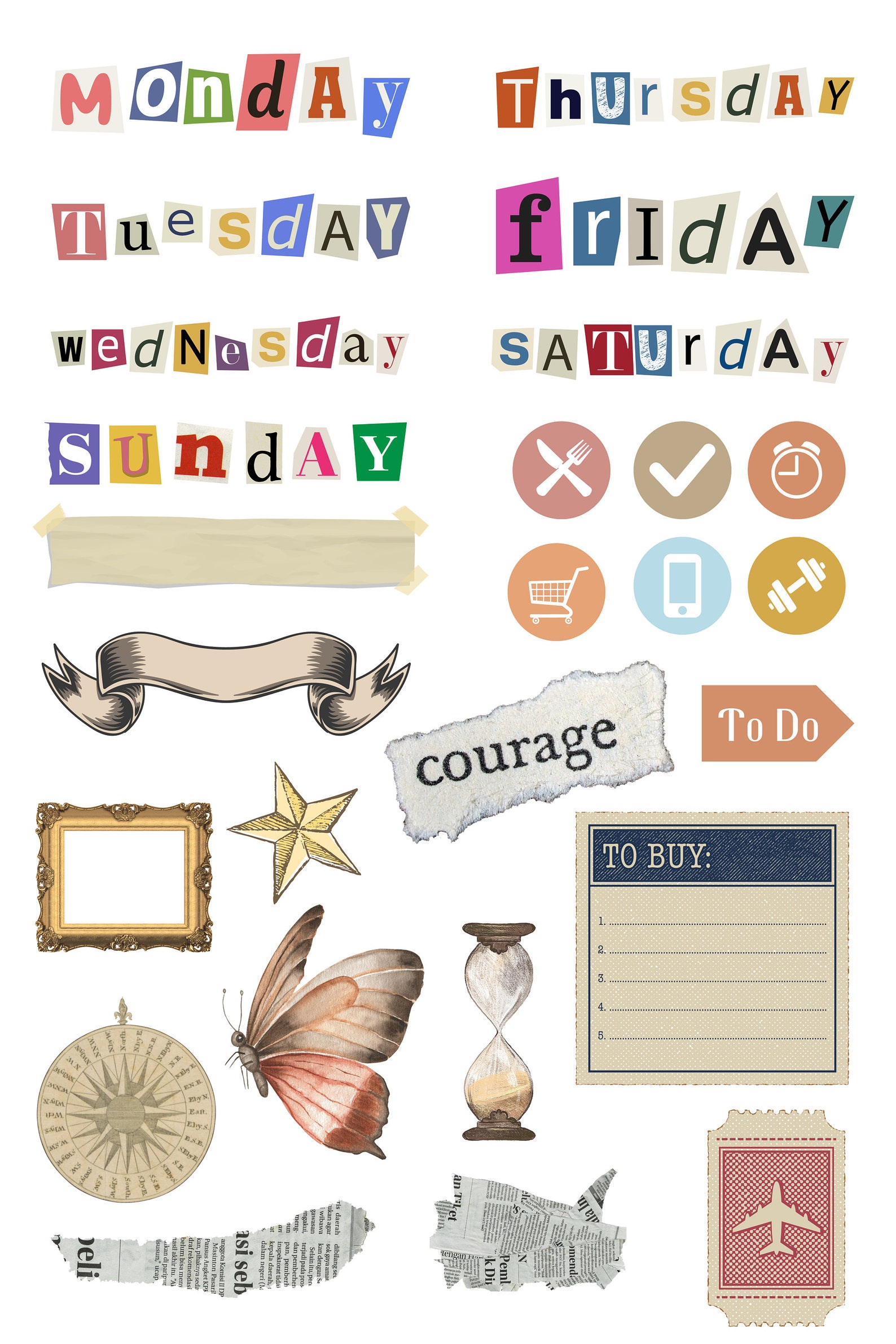 Vintage Typeface Sticker Pack | Goodnotes & More Digital Planners ...