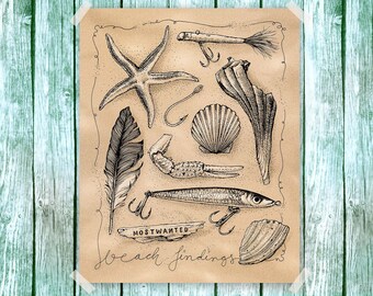 Framed Poster Beach Findings Flotsam Starfish Lures - Etsy