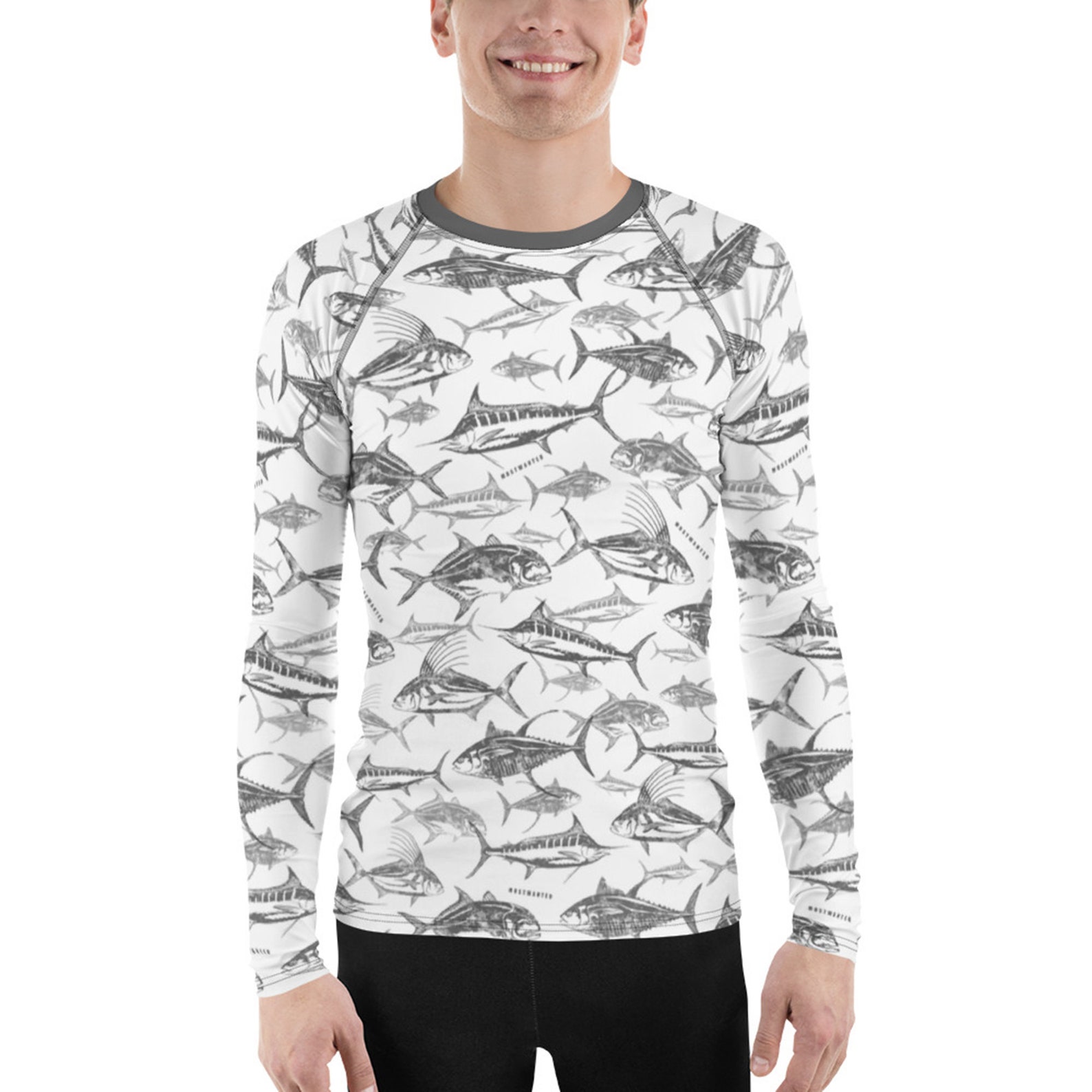 Rash Guard, Allover Fish Print, Tuna, Marlin, Jack Crevalle ...