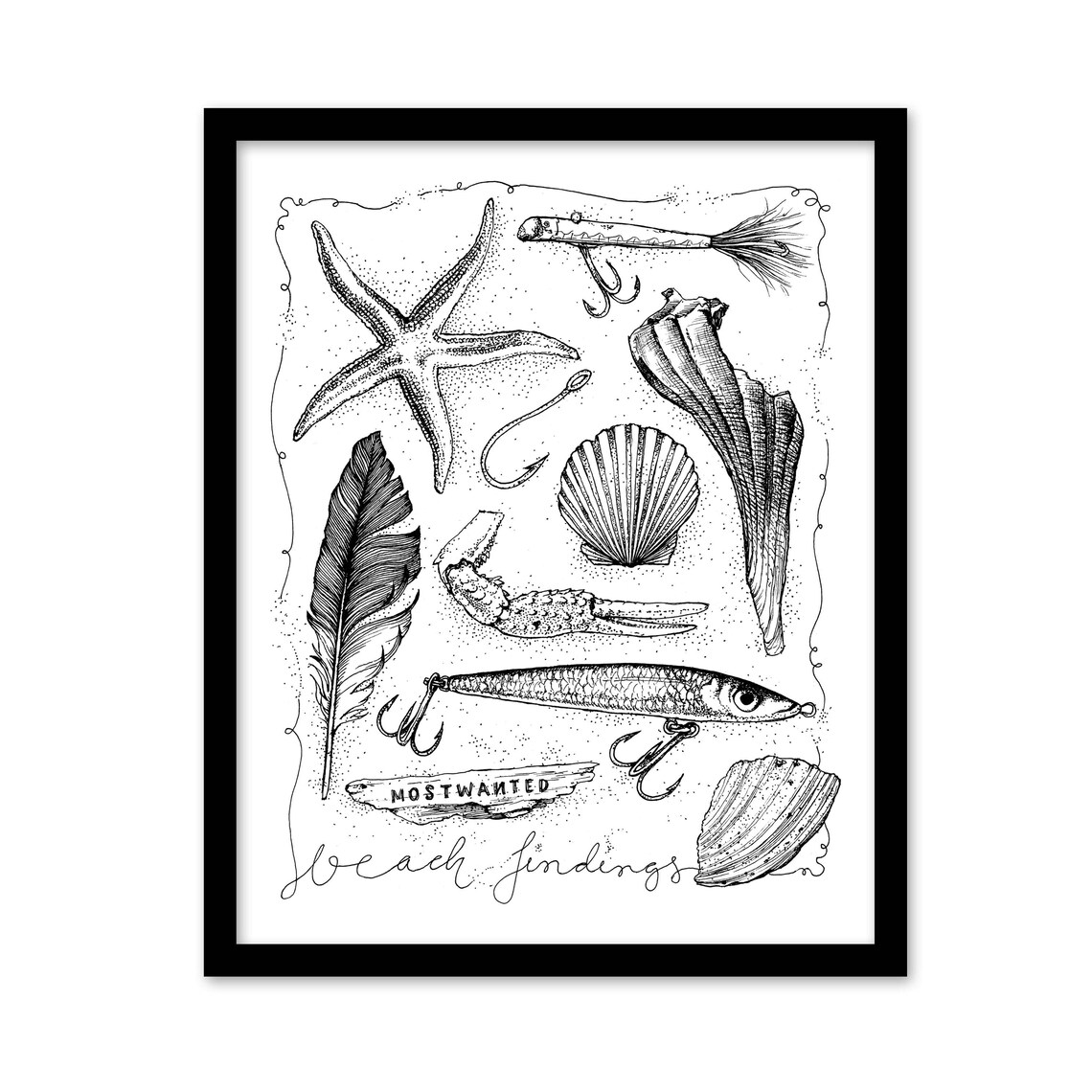 Framed Poster Beach Findings Flotsam Starfish Lures - Etsy
