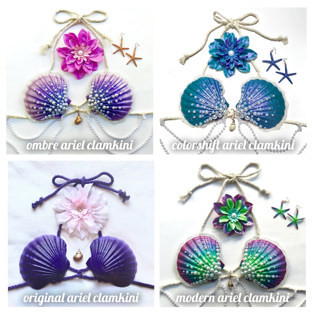 Ariel Clamkini - Little Mermaid Costume - 4 Styles of Purple Seashell ...