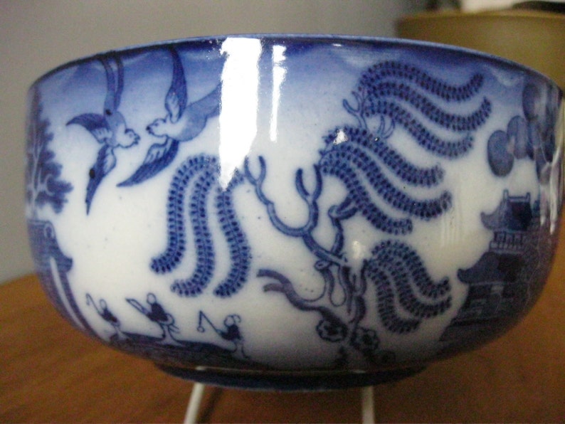 Royal Doulton Burslem Flow Blue Willow Pattern Blue and White - Etsy