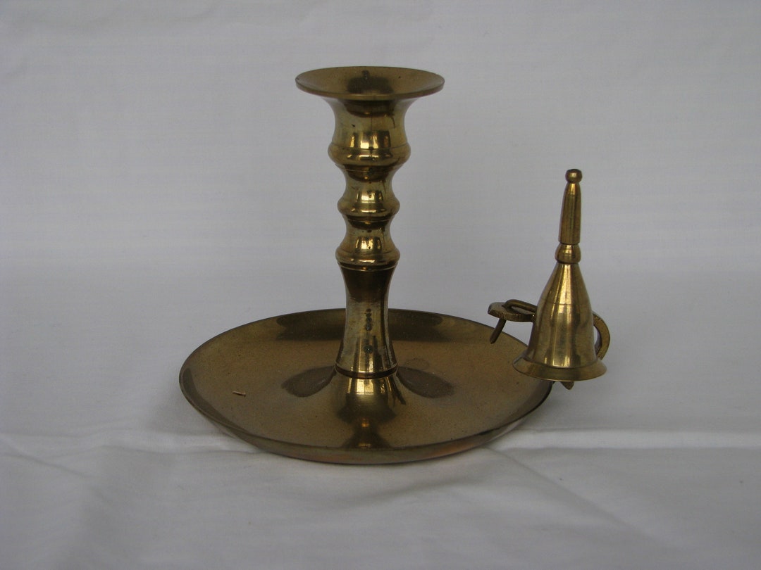 Vintage Brass Chamberstick Candle Holder With Attached Snuffer Finger ...