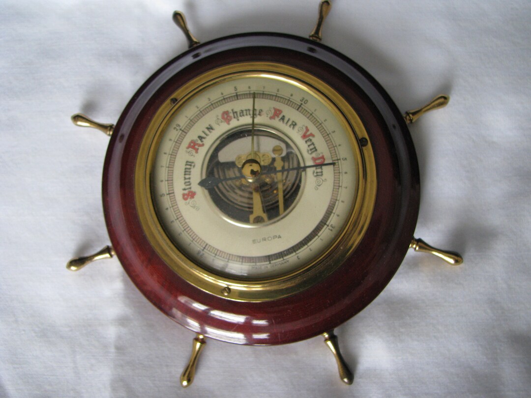 Vintage Nautical Barometer EUROPA Made in Germany Ship Wheel Wall ...
