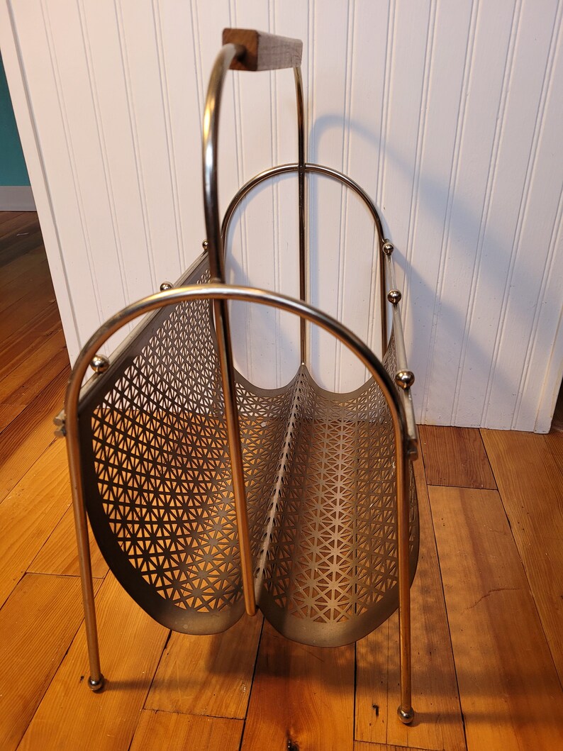 Vintage Mid Century Magazine Rack, Metal Magazine Rack, Mid Century ...