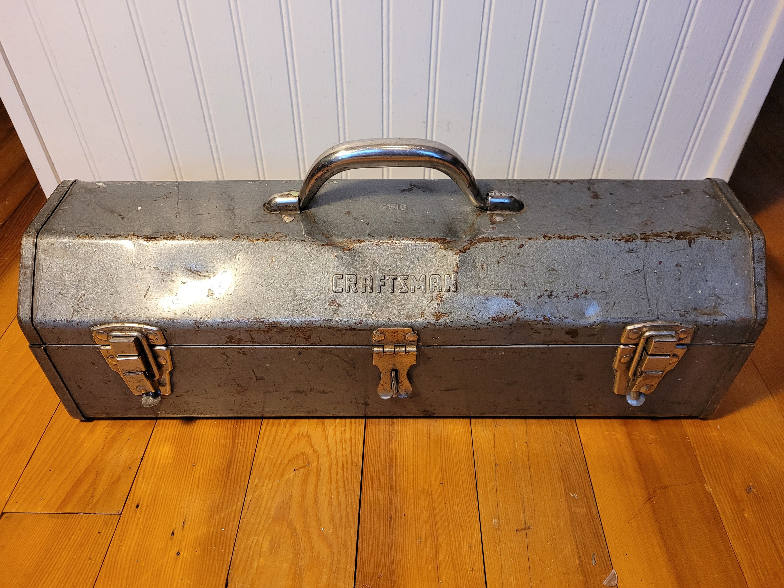 Vintage Craftsman 6516 Tombstone Metal Toolbox With Red Toolbox Tray ...