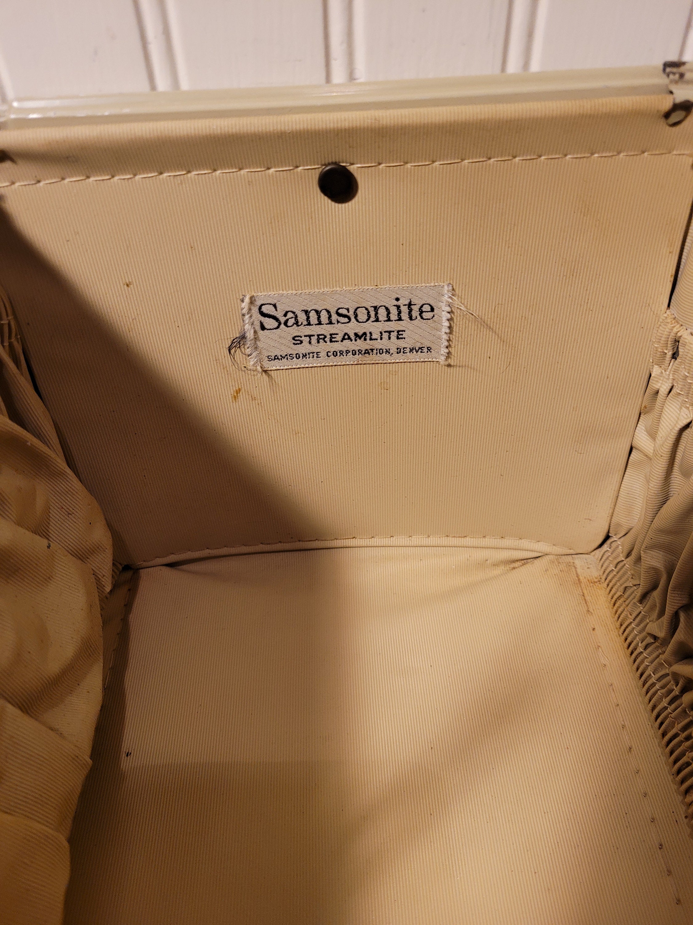 Vintage Samsonite Train Case, Cream Marble Small Suitcase, Samsonite ...