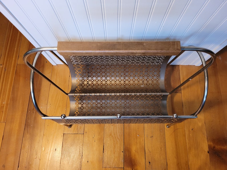 Vintage Mid Century Magazine Rack, Metal Magazine Rack, Mid Century ...