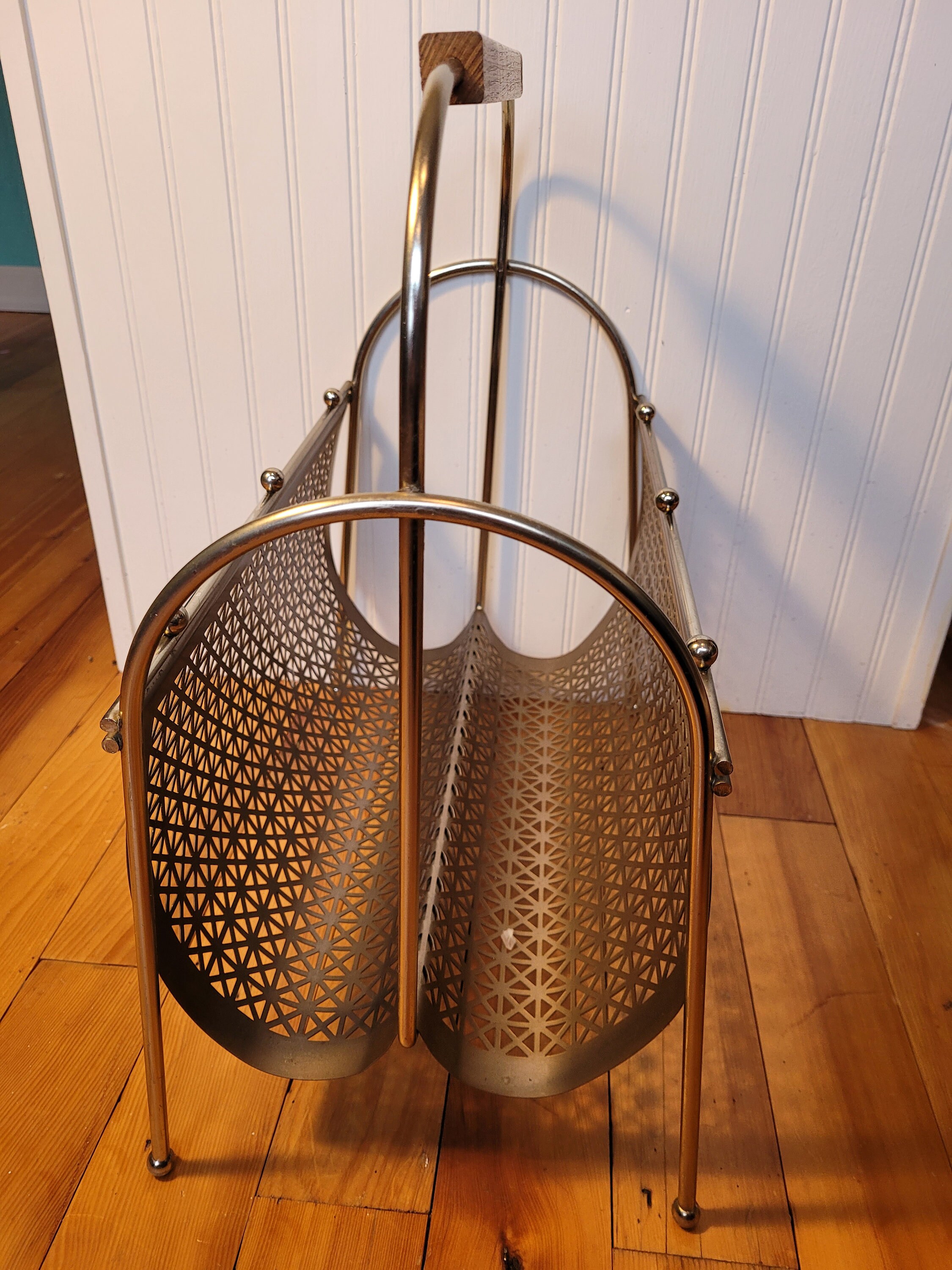 Vintage Mid Century Magazine Rack, Metal Magazine Rack, Mid Century ...