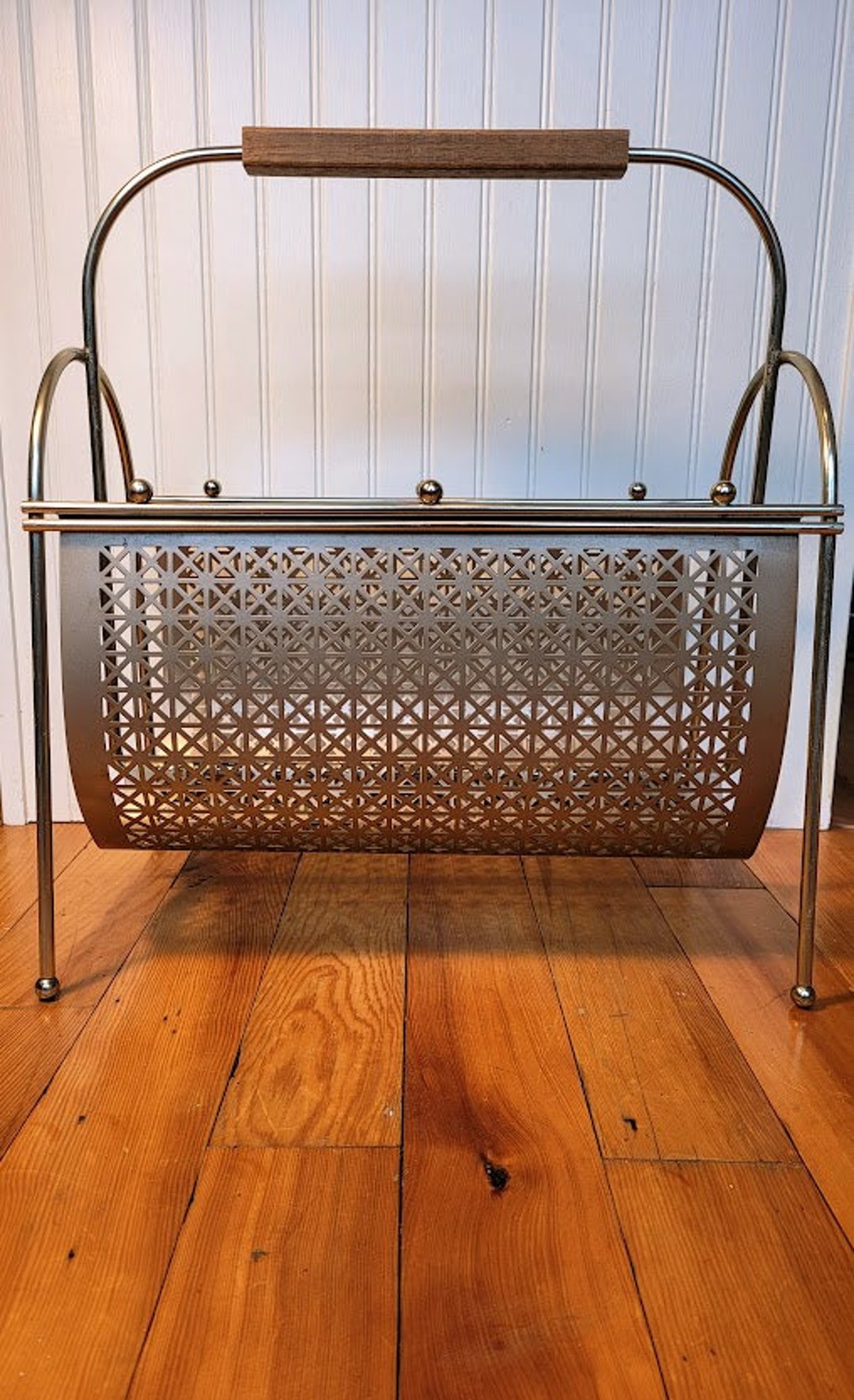 Vintage Mid Century Magazine Rack, Metal Magazine Rack, Mid Century ...