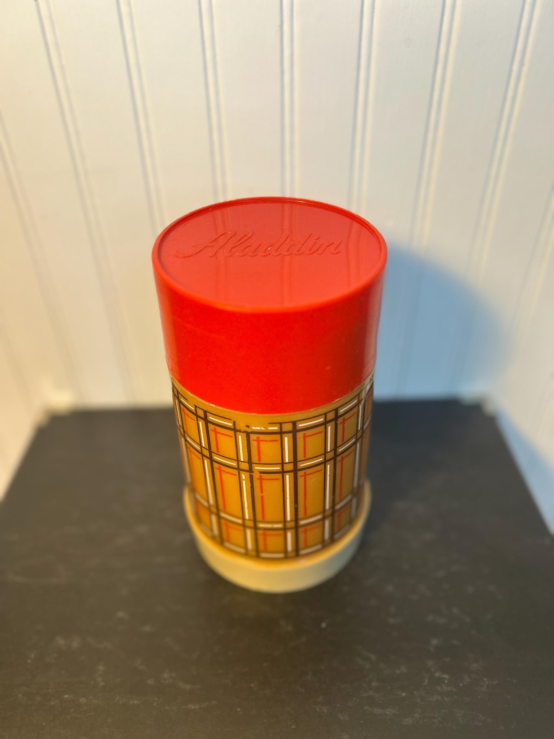 Vintage 70s Aladdin Plaid Thermos, Red Lid - Etsy
