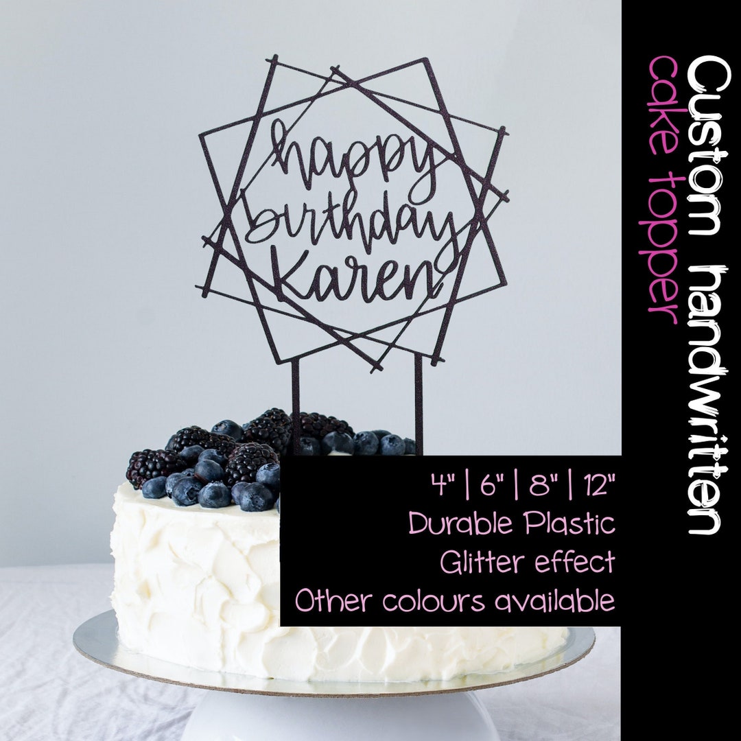 Custom Handwritten Name Happy Birthday Cake Topper, Personalized Happy ...