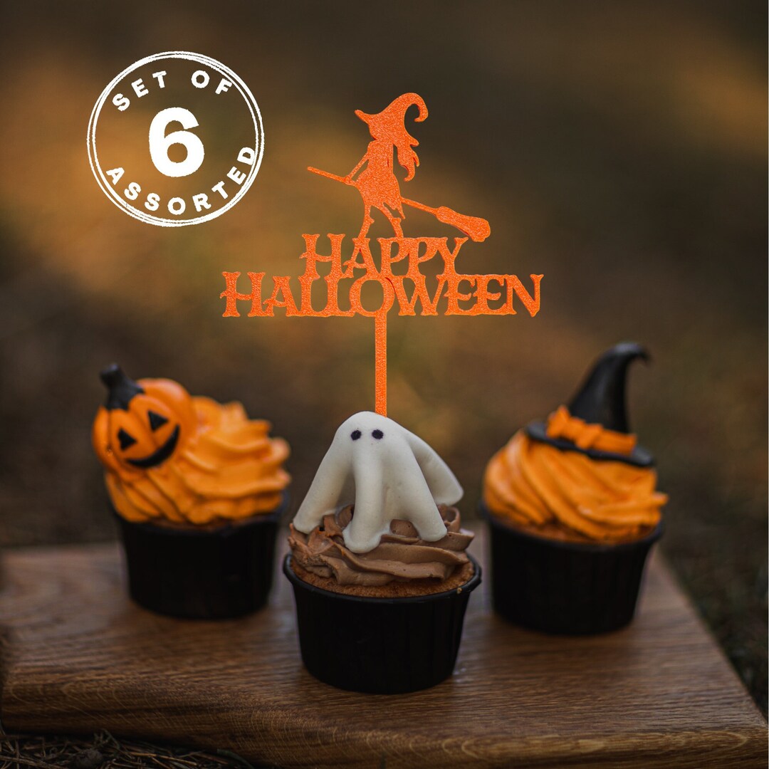 Halloween Cupcake Topper Set for Party Cupcake Pick Halloween Witch ...