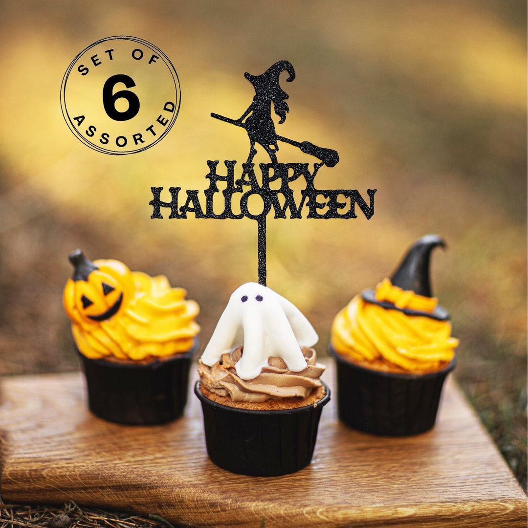 Halloween Cupcake Topper Set for Party Cupcake Pick Halloween Witch ...