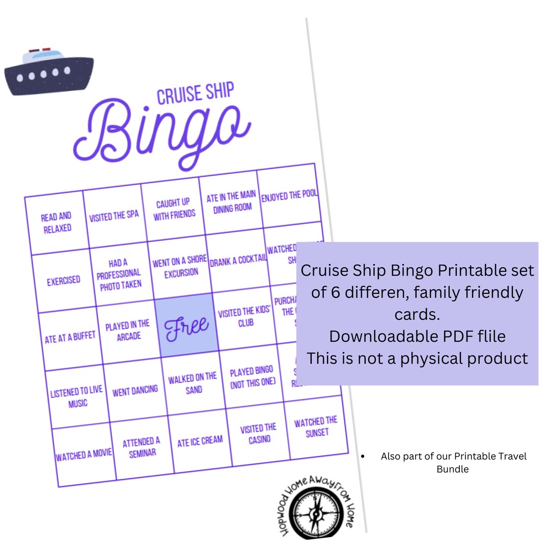 Cruise Ship Bingo - Etsy