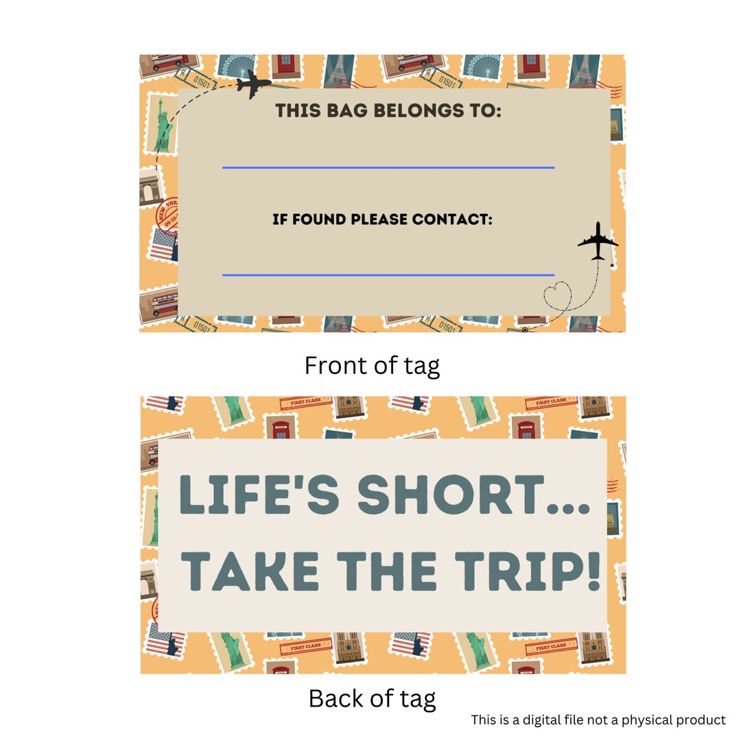 Printable Luggage Tags (tan Travel) - Set of 6 - Etsy