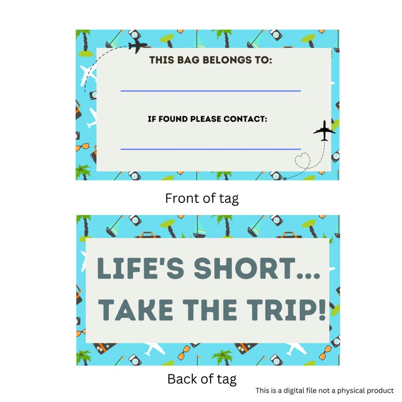 Printable Luggage Tags (editable, Blue Travel) - Set of 6 - Etsy