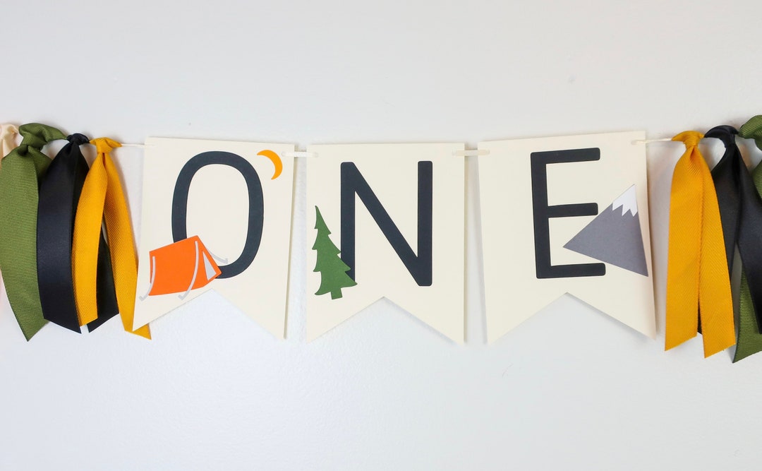 Little Explorer High Chair Banner - Happy Camper - Camp Party - First ...