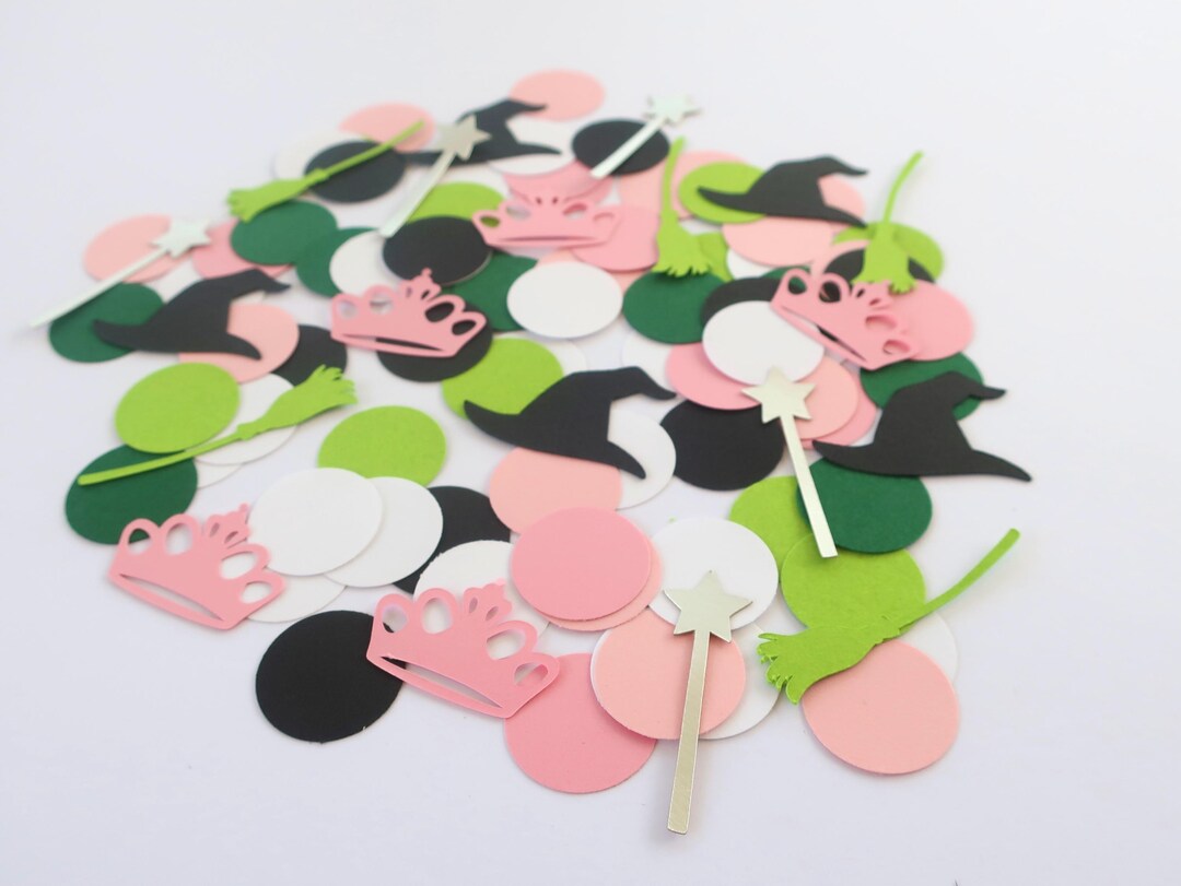 Witch Confetti - Witch Princess Party - Pink Green Birthday - Witch Hat ...