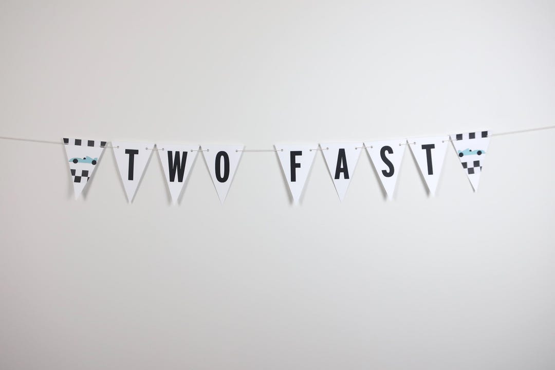 Two Fast Race Banner - Race Car Birthday - Two Fast Party - 3rd 4th 5th ...