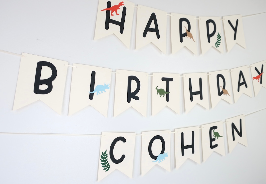 Dinosaur Custom Name Banner - Oneasaurus Birthday Decor - Dino Party ...