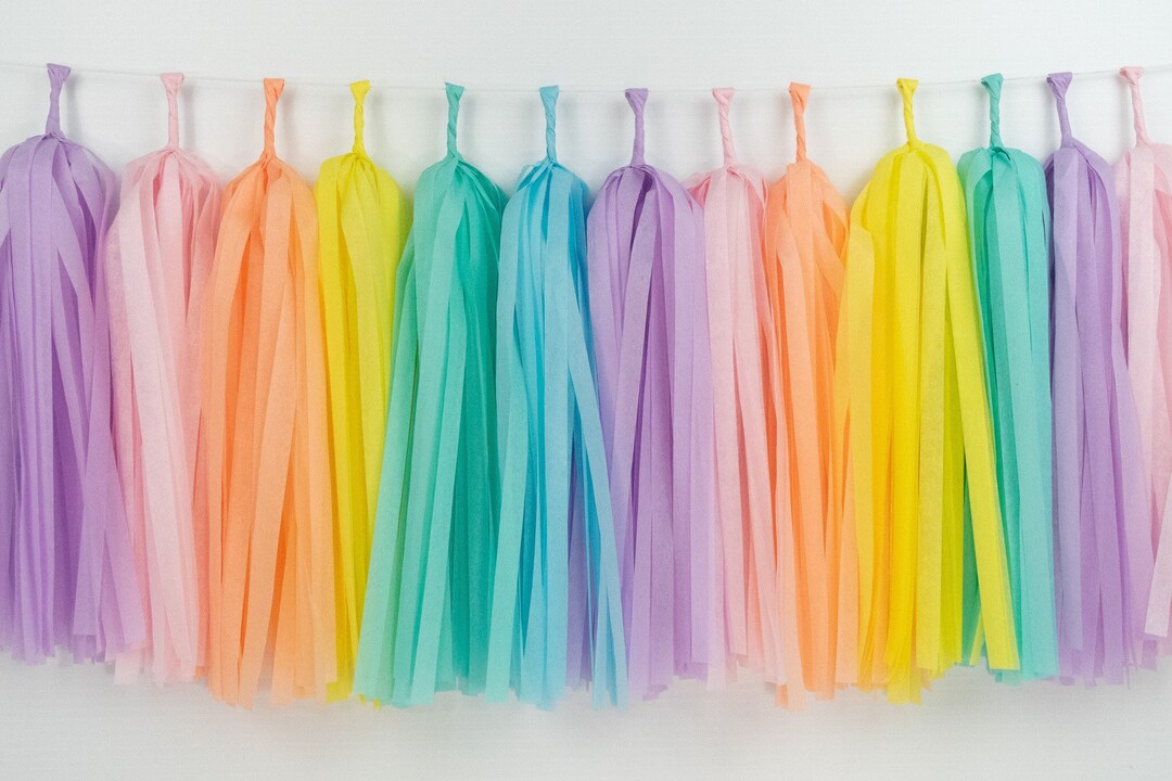 Electric Pastel Rainbow Tassel Garland - Retro Rainbow - Ice Cream ...