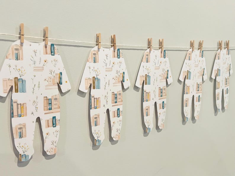 A New Chapter Begins Blush Baby Shower Bodysuit Decor - Book Club Theme ...