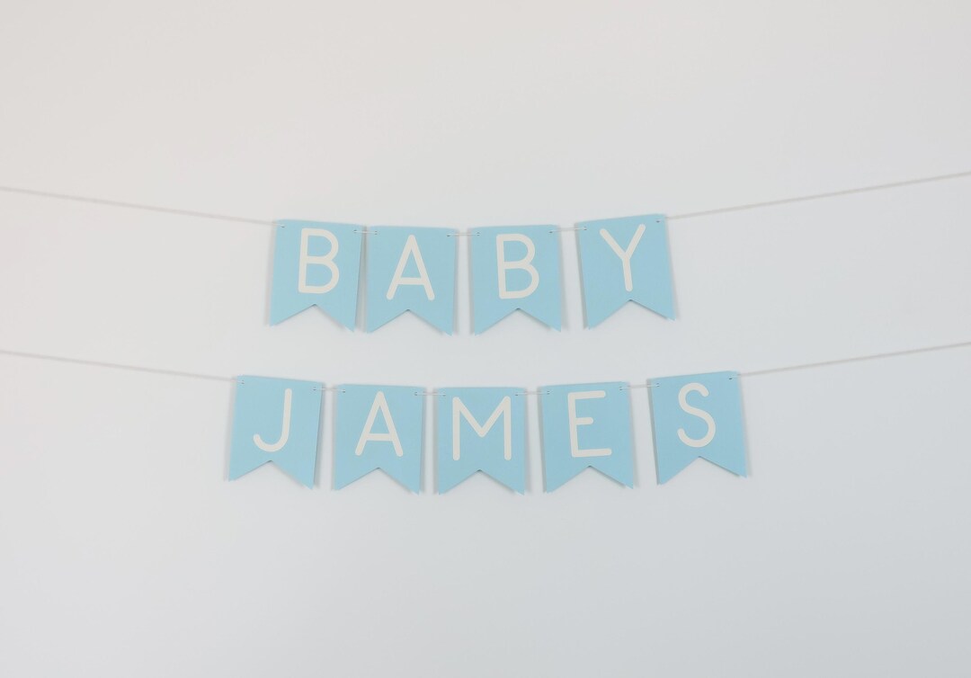 Blue Baby Name Banner – Custom Shower Decor With Bows - Etsy