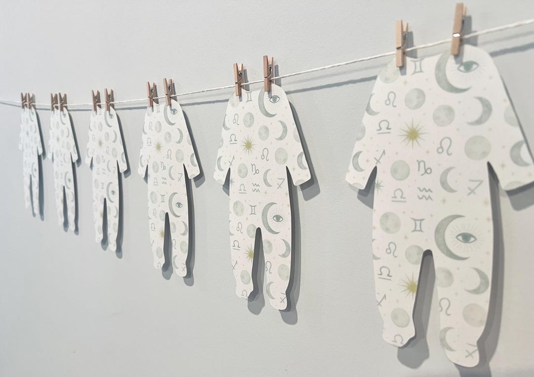 Celestial Zodiac Baby Shower Bodysuit Cardstock Decoration - Over the ...