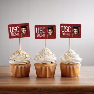 Graduation Custom Face + School Cupcake Toppers - Custom College Bound ...