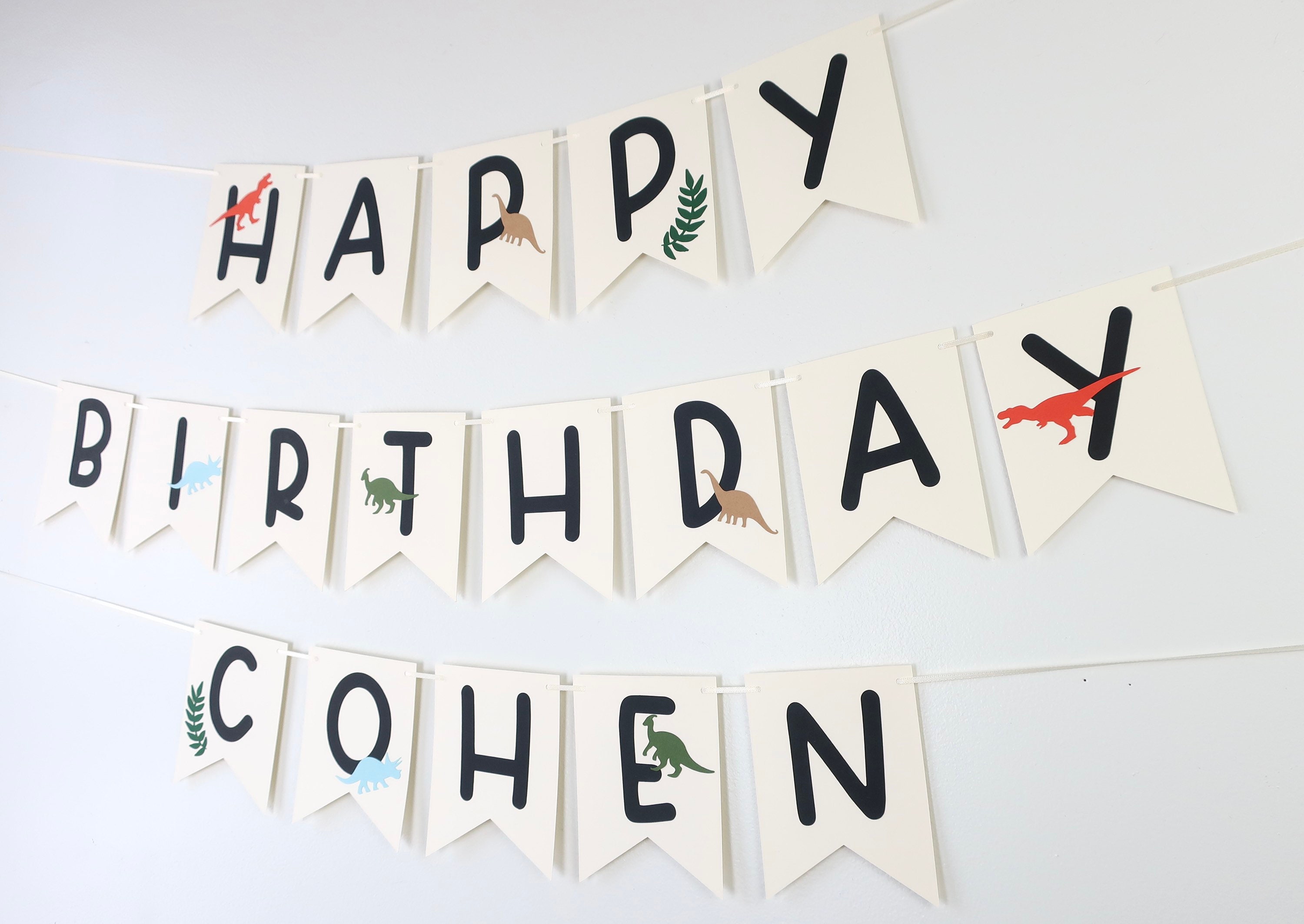 Dinosaur Banner Custom Name Dino Oneasaurus Twoasaurus - Etsy