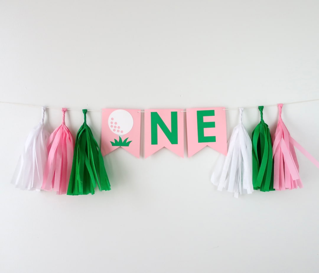 Golf Girl Pink High Chair Banner - Pink Hole in One Birthday Girl ...