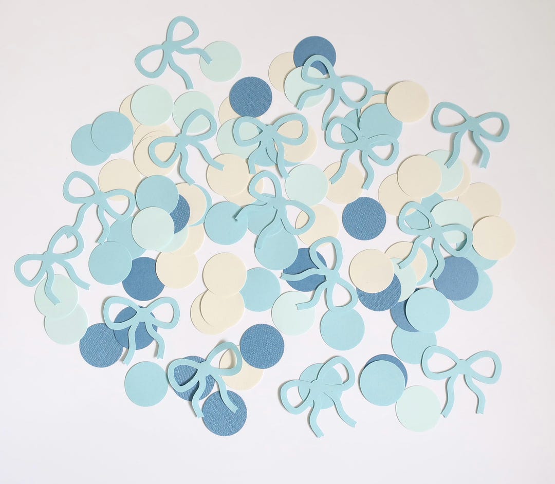Blue Bow Confetti - Baby Boy Shower Decor - Coquette Birthday - Tying ...