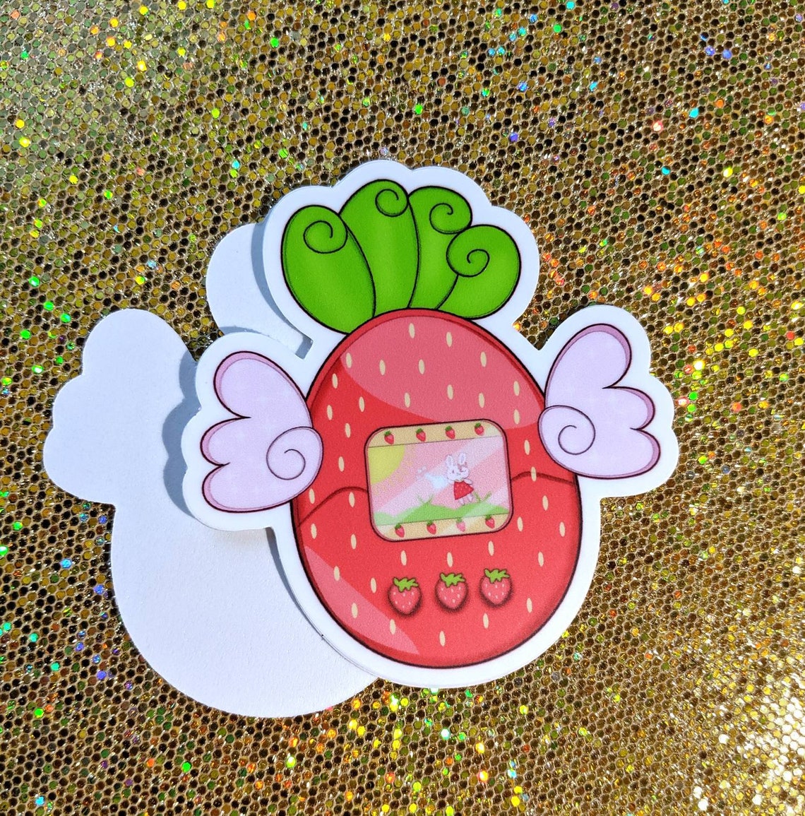 Strawberry Vinyl Sticker, Kawaii Sticker, Bunny Sticker, Game Sticker ...