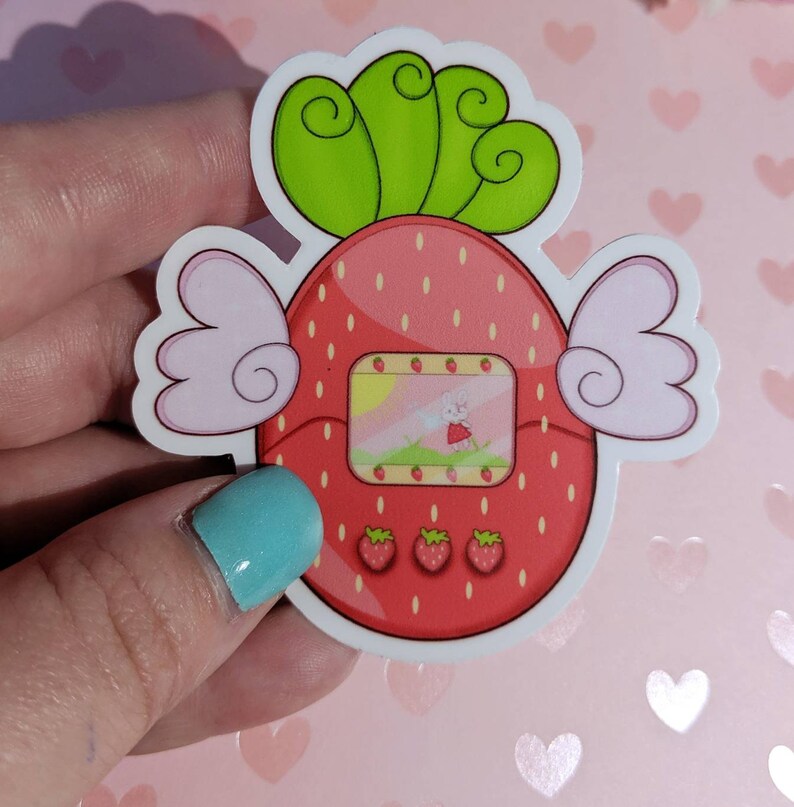 Strawberry Vinyl Sticker Kawaii Sticker Bunny Sticker Game - Etsy