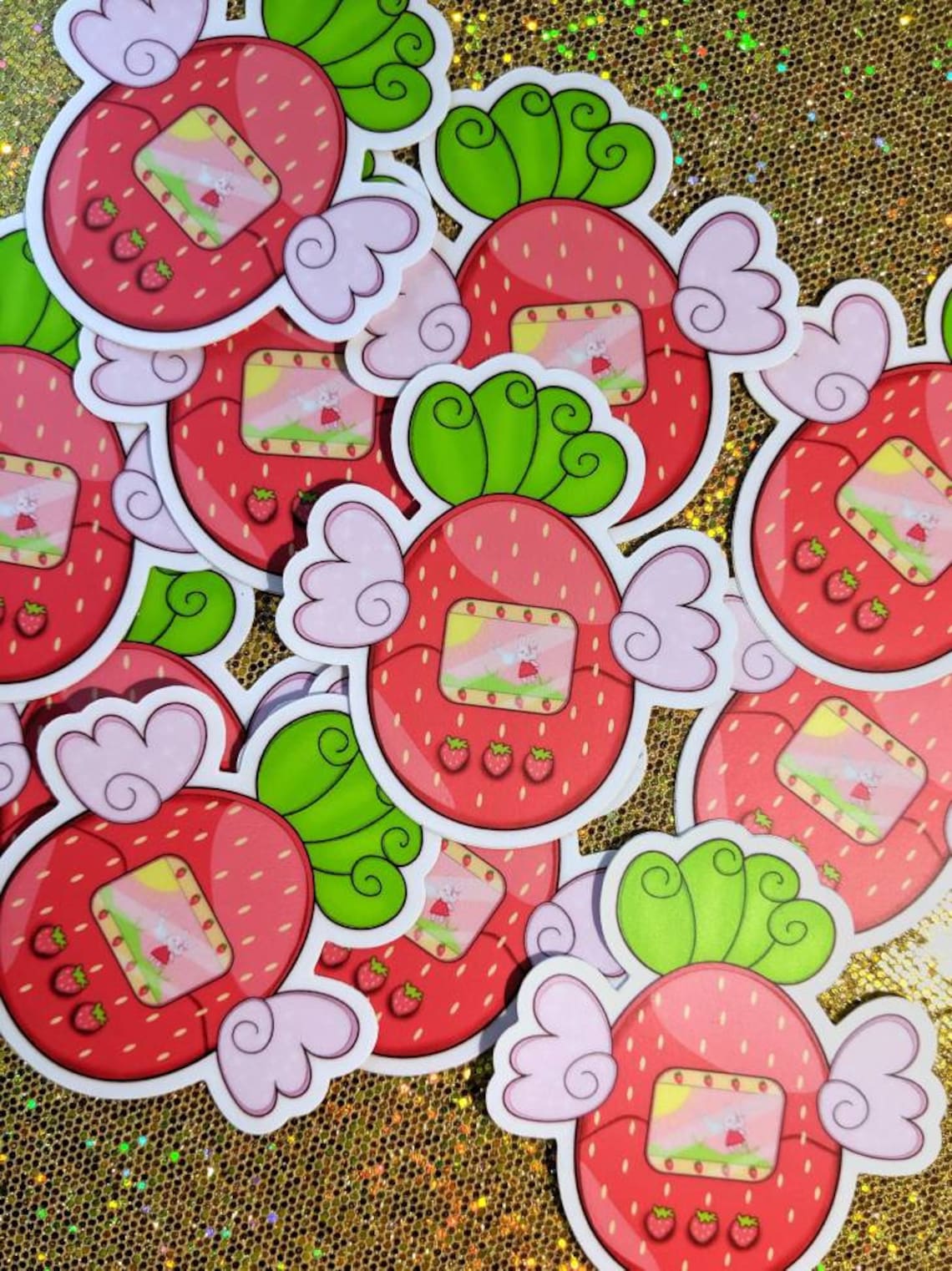 Strawberry Vinyl Sticker, Kawaii Sticker, Bunny Sticker, Game Sticker ...
