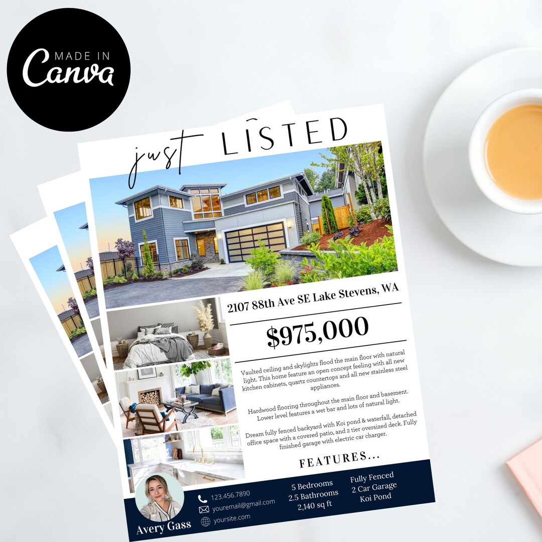 Just Listed Real Estate Flyer Template Real Estate Marketing - Etsy