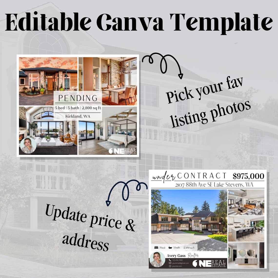 Pending Real Estate Facebook Post Templates | Social Media Marketing - Etsy