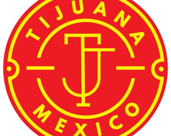 Vintage 1950's Style Tijuana Mexico Round Retro Travel Decal Sticker ...