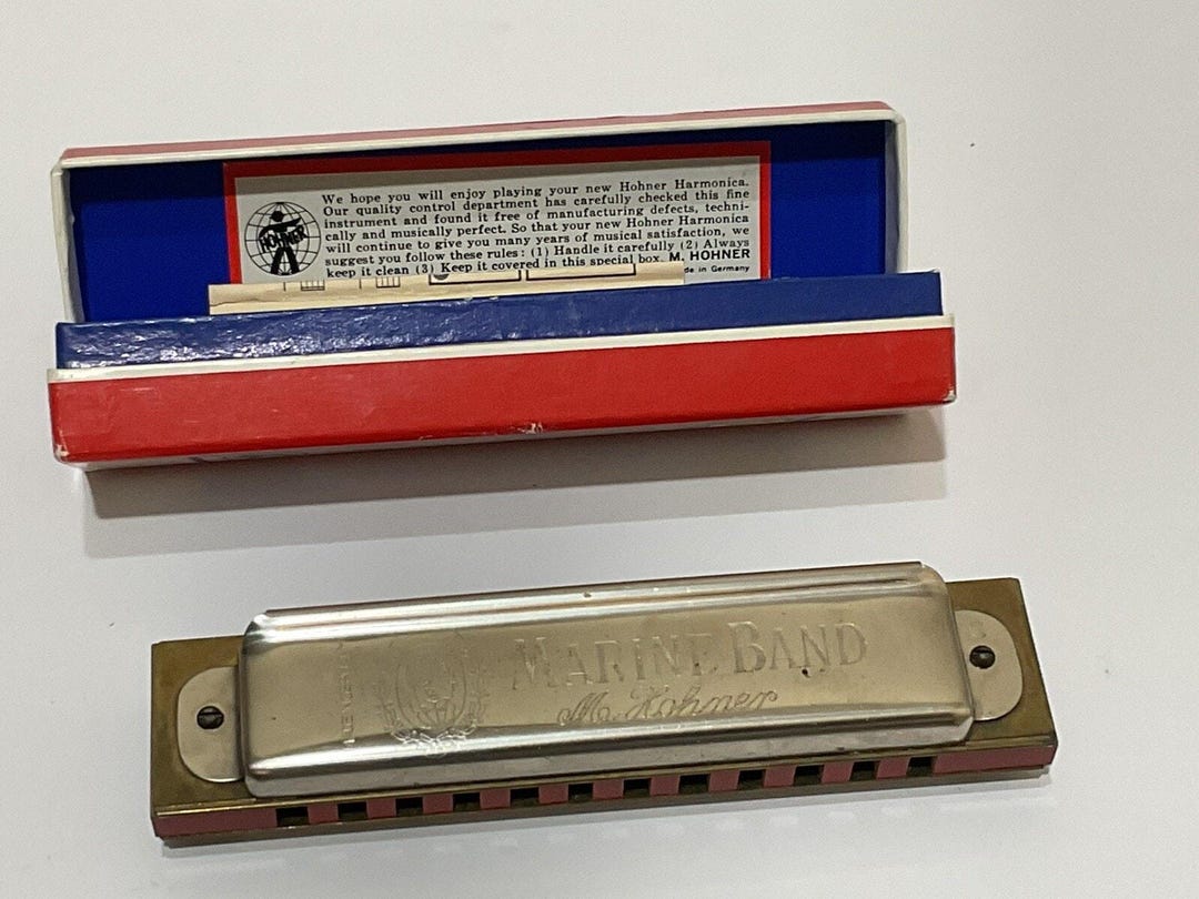 Vintage M Hohner Marine Band Harmonica No. 364 Key of C W Box Made in ...