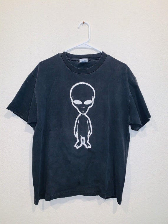 Vintage 1995 Alien Where? Wear T Shirt Black Medium S… - Gem