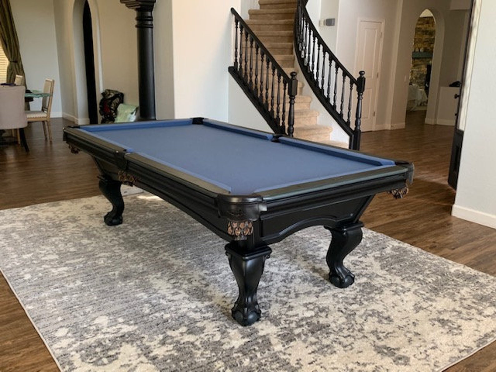 7ft or 8ft Poseidon Pool Table - Matte Black & Titan Blue Finish - Free ...