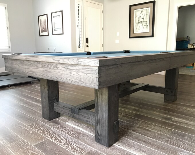 Custom Rustic Pool Table With Gauntlet Grey Finish - Reclaimed Wood ...