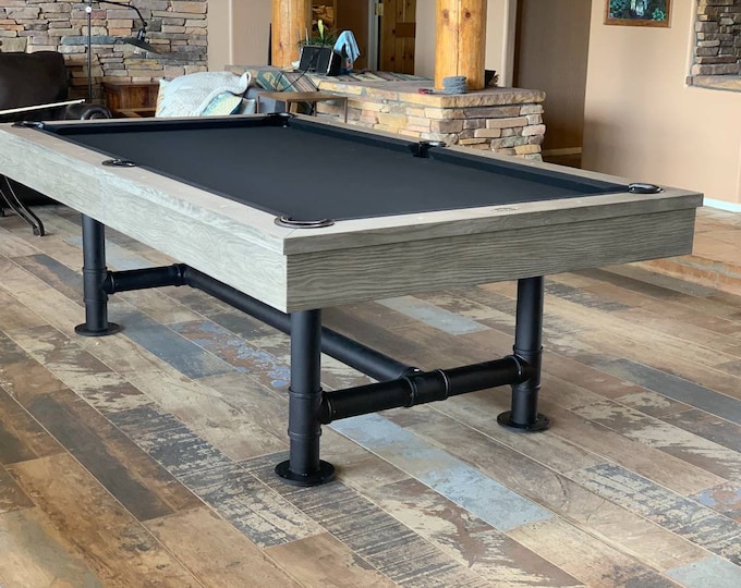 7' or 8' Industrial Pool Table - Weathered Gray Pool Table - Dining Top ...