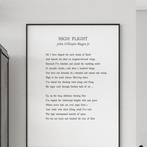 High Flight Poem by Fighter Pilot John Gillespie Magee Jr. Ready-to ...