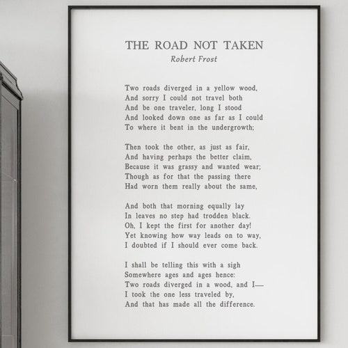 Robert Frost Poem Art Print the Road Not Taken Poem Poster - Etsy