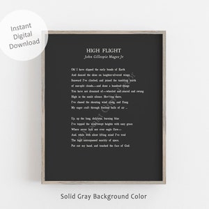 High Flight Poem by Fighter Pilot John Gillespie Magee Jr., Instant ...