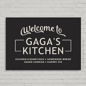 Welcome to Gaga's Kitchen Metal Sign, Customize the Menu to Your Family ...