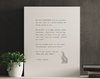 Two Wolves Poem - Etsy