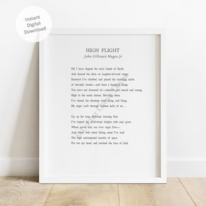 High Flight Poem by Fighter Pilot John Gillespie Magee Jr., Instant ...